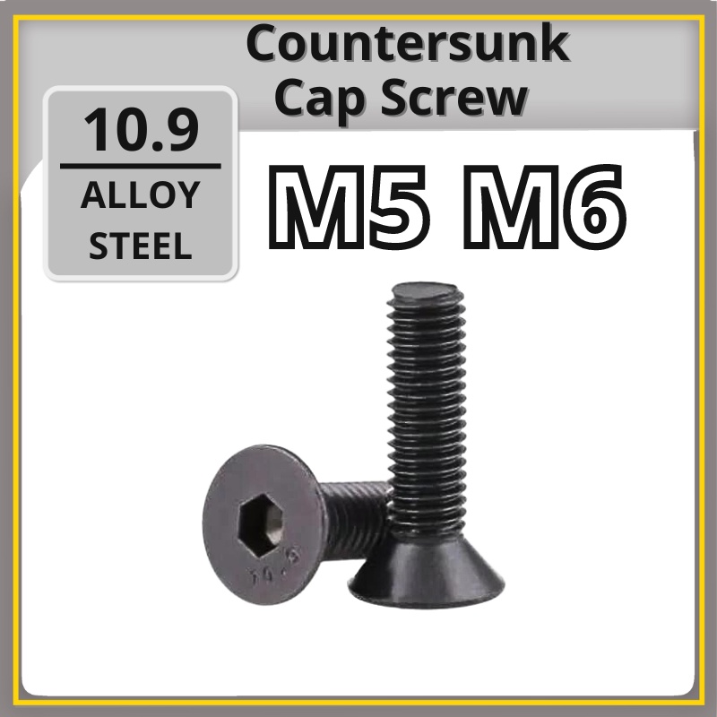 M5 M6 Hex Socket CSK Cap Screw DIN7991 | Alloy Steel Grade 10.9 | Black ...