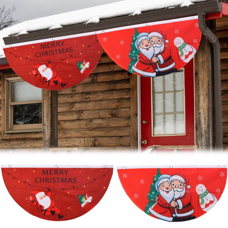 Creative Santa Claus Semicircular Hanging Flag / Christmas Themed Fan ...