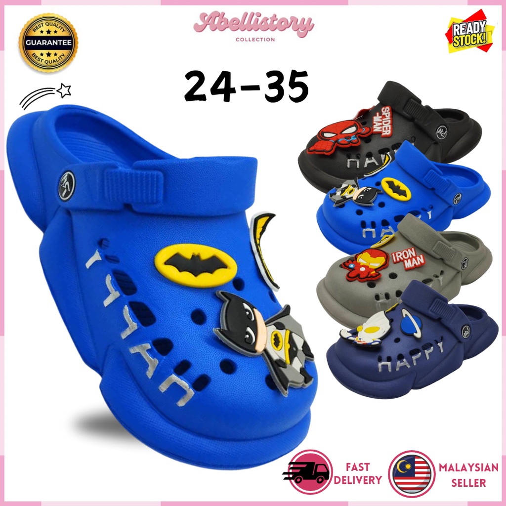 (ABELLISTORY) Boys Kid's Cartoon Shoe Fashion Clog Iron Man /Spiderman ...