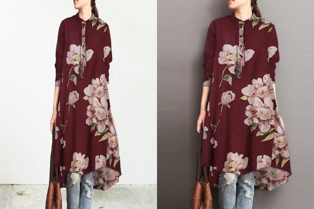 RR Ladies Long Shirt Flower Print Shirt Boho Floral Print Long Sleeve ...