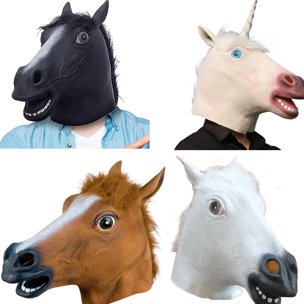 Realistic Horse Mask Rubber Latex Animal Mask Creepy Horse Head Mask ...