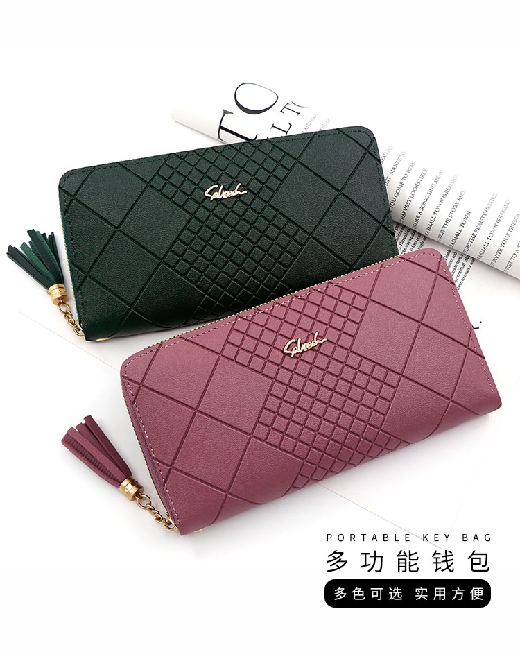 Long Wallet PU Leather Korean Version Ladies Wallet Hand Strap Mobile ...