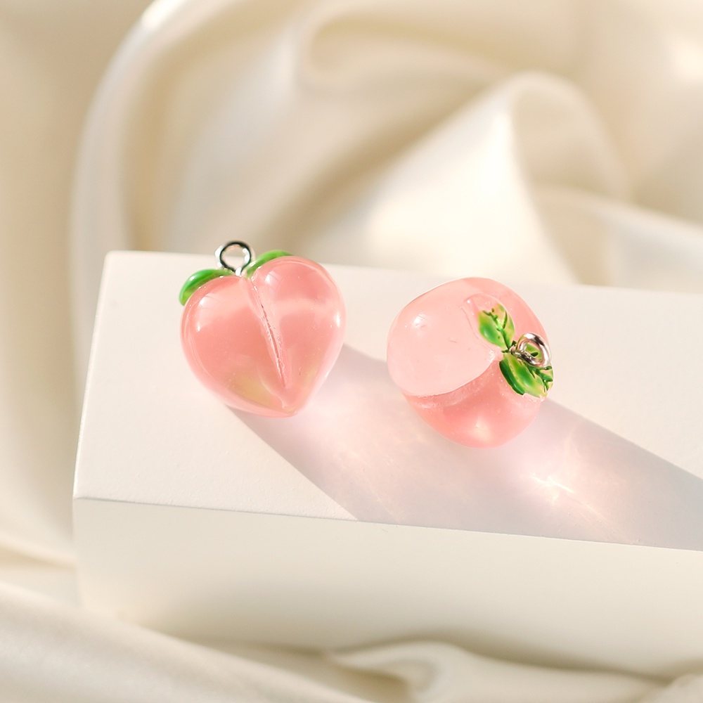 St.kunkka 2pcs Transparent Peach Pendant Beads Resin Pink Peach Pendant ...