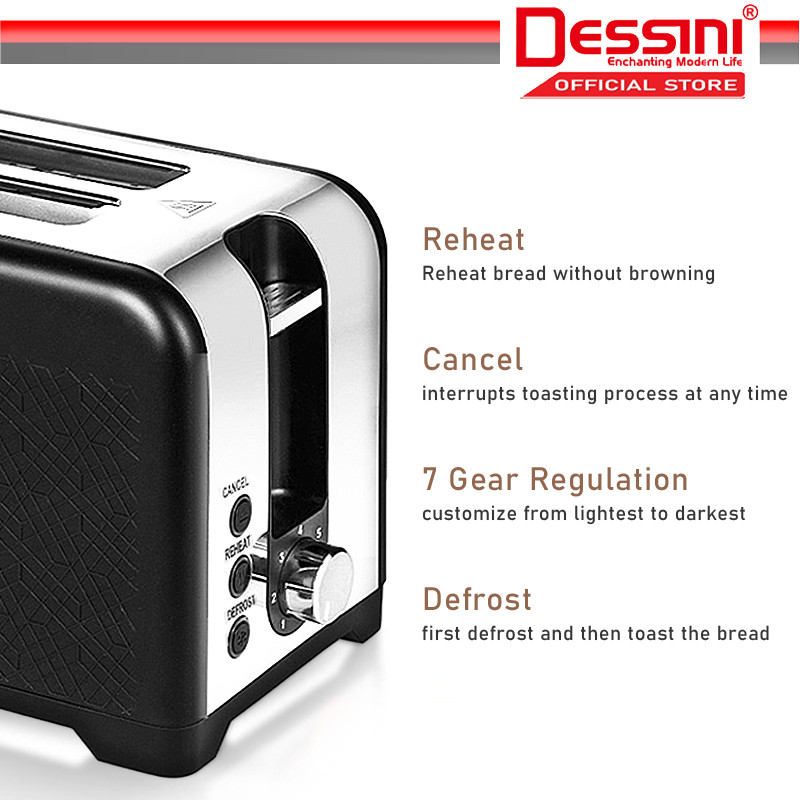 DESSINI ITALY Double Sided Electric Bread Toaster Sandwich Maker 7 ...
