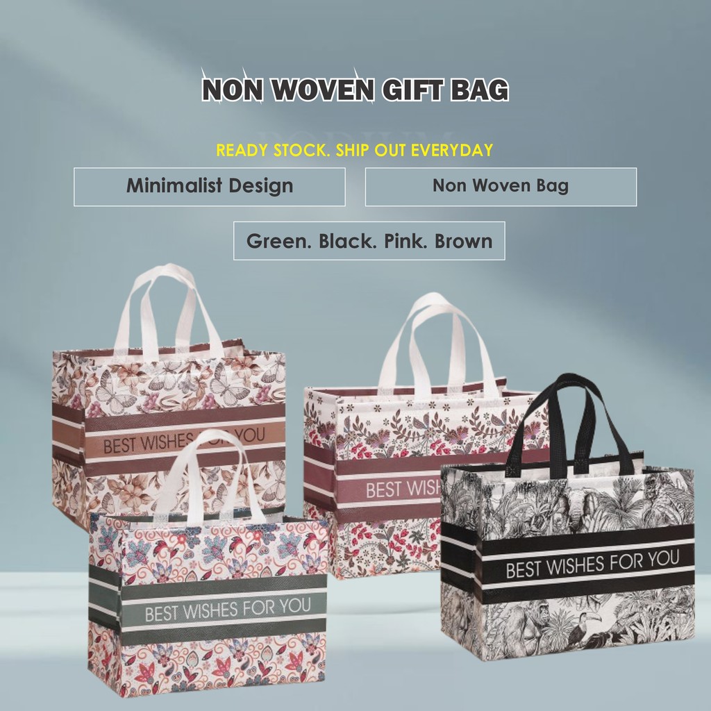 BC Style Non Woven Paper Bag Recycle Birthday Gift Party Tote Flower ...