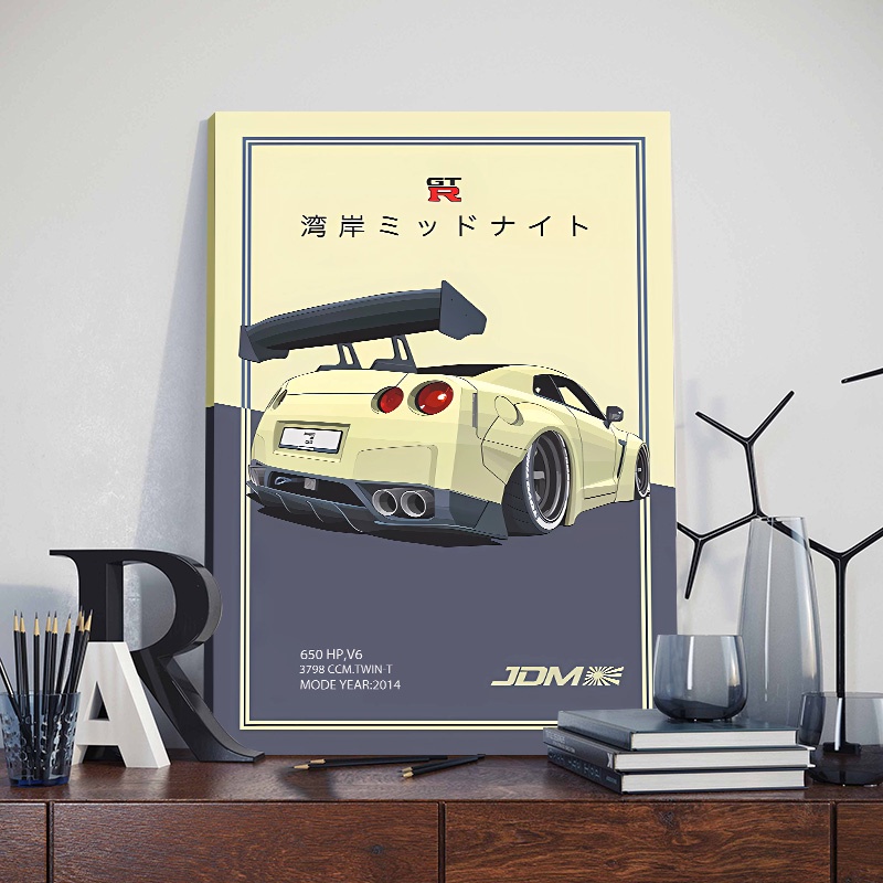 (With Frame )Poster Wooden Canvas JDM Car Room Wall Decoration Picture ...