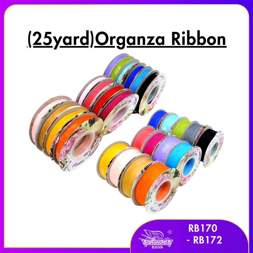 25YRD/ROLL ORGANZA RIBBON / HIASAN REBEN / PITA RIBEN / RIBBON HADIAH ...