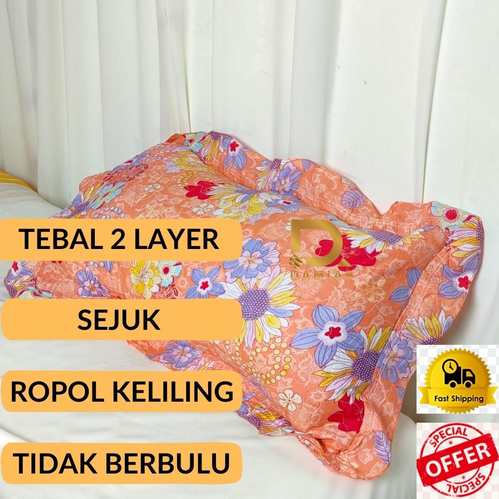 Sarung Bantal Ropol Bunga Saiz Standard Tebal 2 Layer dan Jahitan Kemas ...
