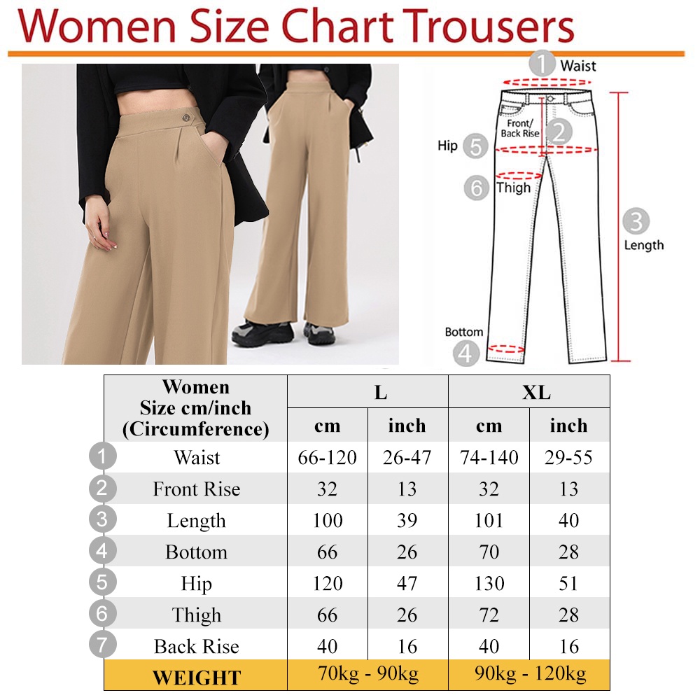 Baju Raya 2024 MK Wide Leg Pants Women Elastic Waist Formal Work Pants ...