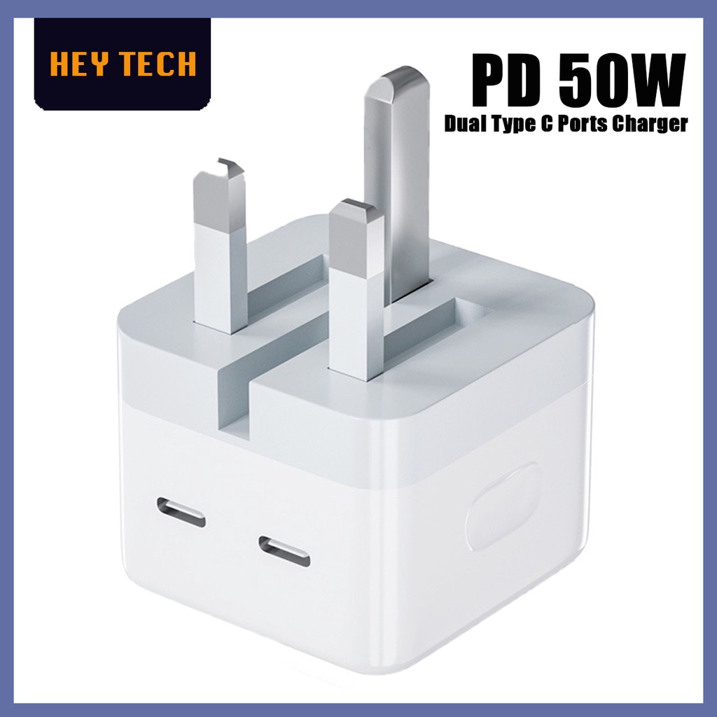50W Type C Adapter Charger Quick Charging Dual Type C Plug Fast Charge ...