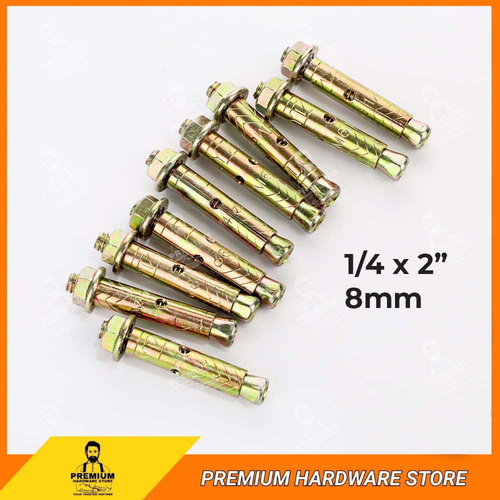 PREMIUM Sleeve Anchors 1/4 X 2 Inch 8MM (8 PCS) Metal Screw Wall Plug ...