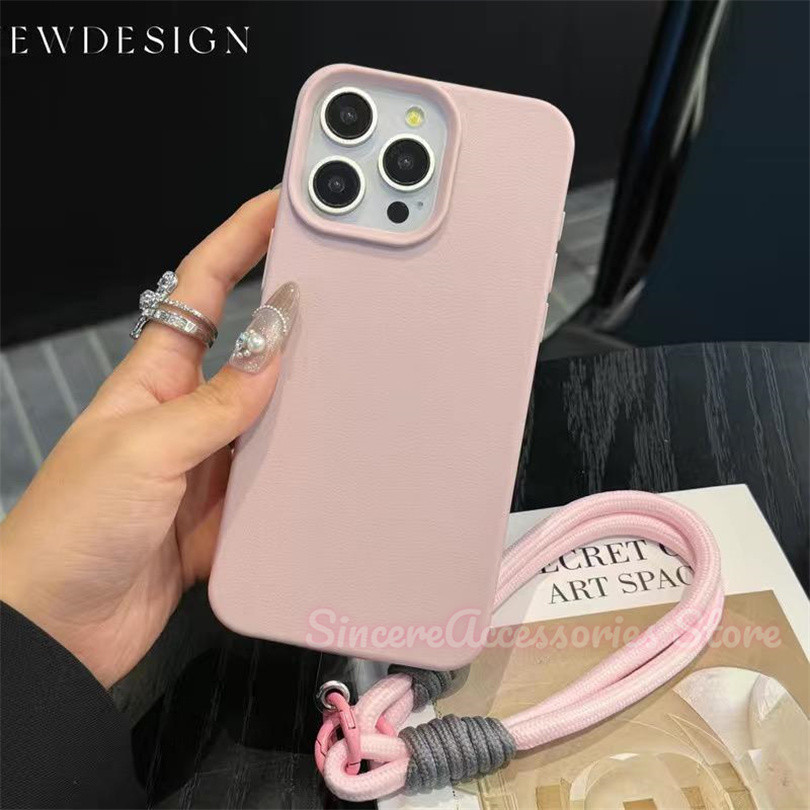 TPU Solid Color Lanyard and Case Compatible For iPhone 16 11 12 13 15 ...