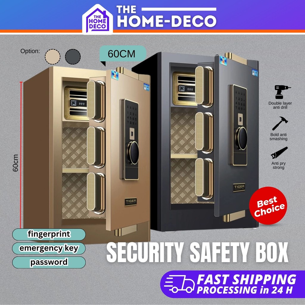 60CM Digital Safety Box With Fingerprint Security Box Money Box Lock ...