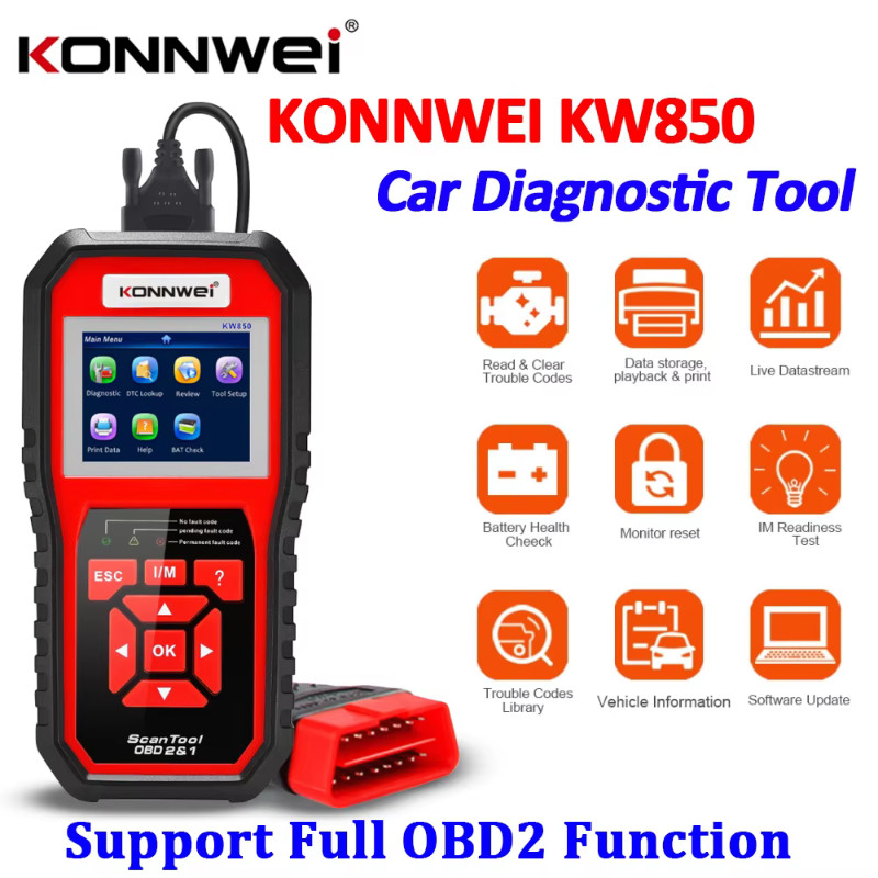KONNWEI KW850 Car Diagnostic Tool Professional OBD2 Scanner Multi-languages Full OBD 2 ODB2 ...
