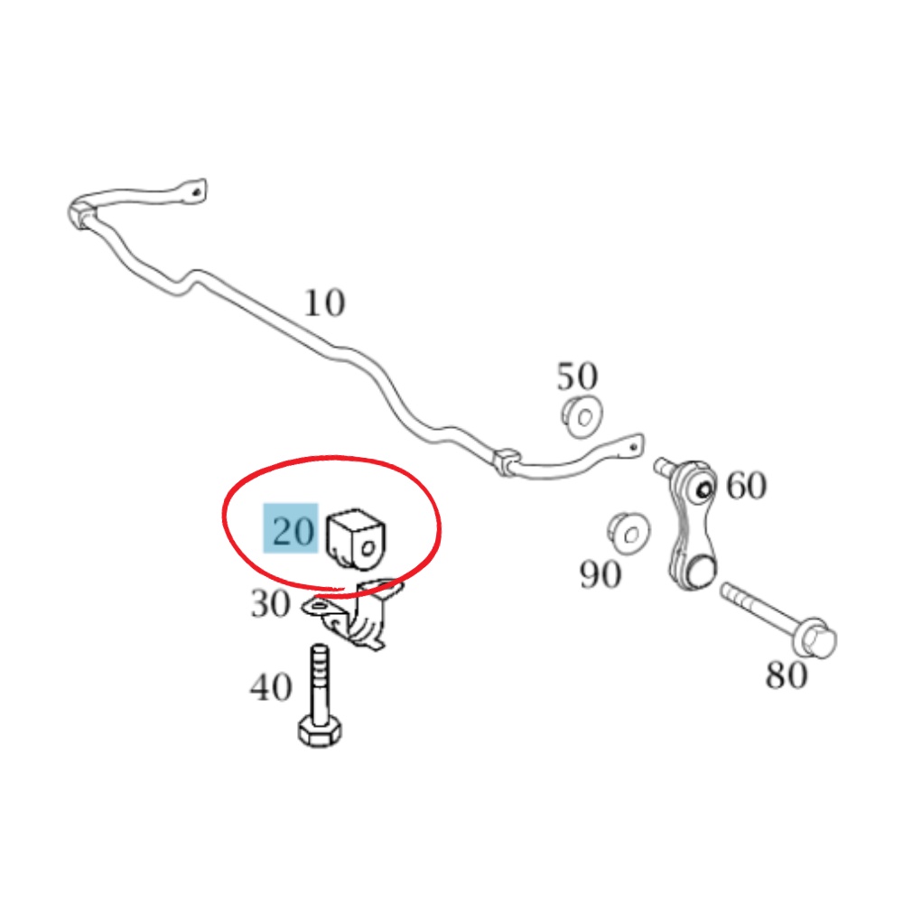 Original Mercedes Benz Rear TORSION BAR BUSH W210 W169 W245 1243260181 ...