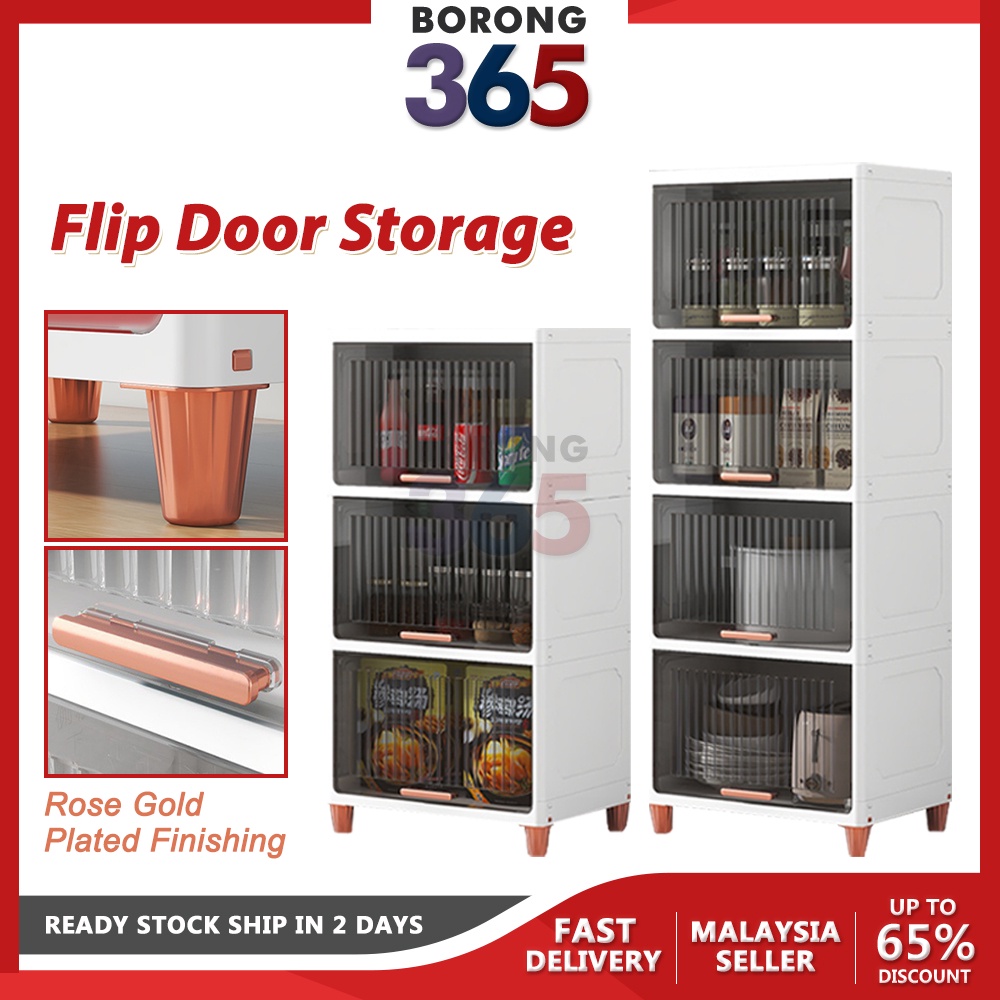 Borong365 Flip Top Door Storage Box Almari Plastik Kotak Buku Baju ...