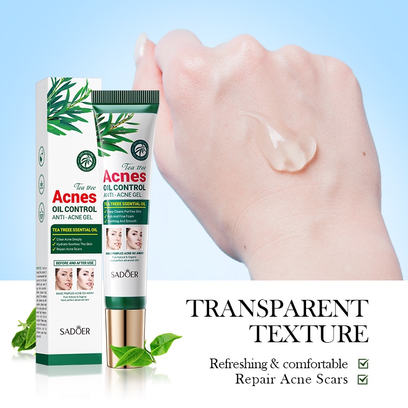 ROREC SADOER Tea Tree Acne Oil Control Face Gel Anti-Acne Hydrating Moisturizing Gel 20g ...