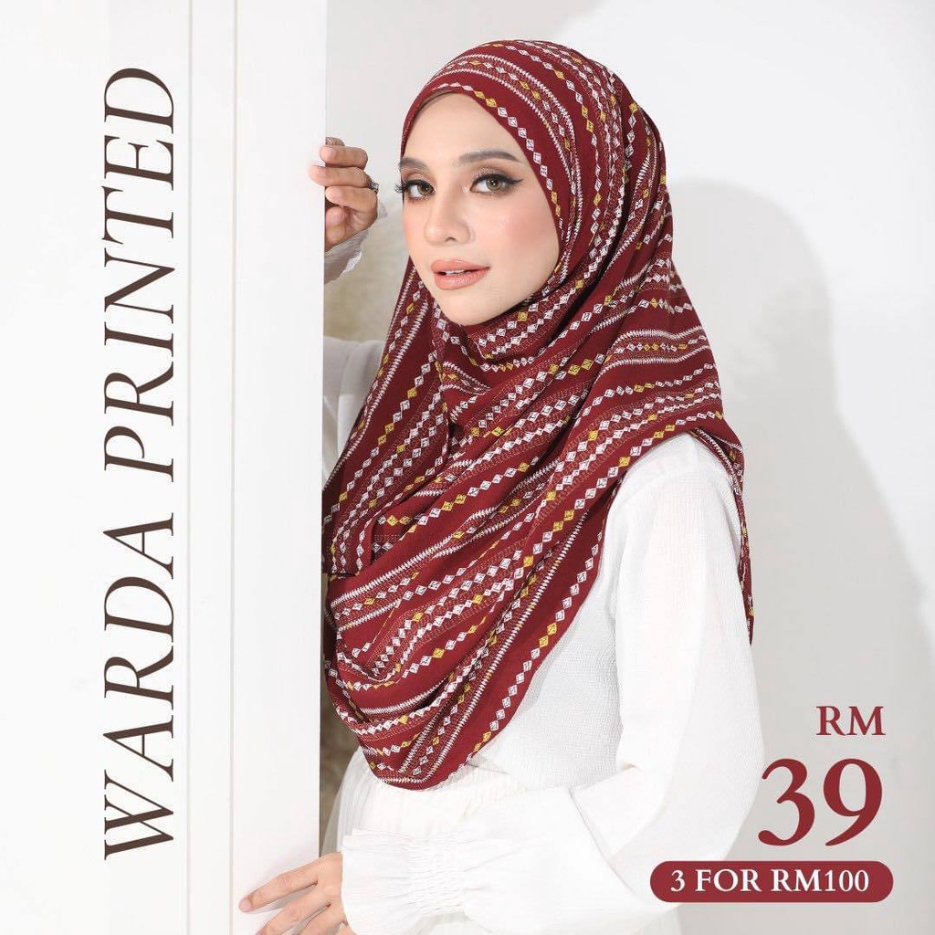 WARDA PRINTED KLASIK MOOTYARA INSTANT SHAWL SEKALI SARUNG TUDUNG TRAVEL IRONLESS CORAK TERBARU ...