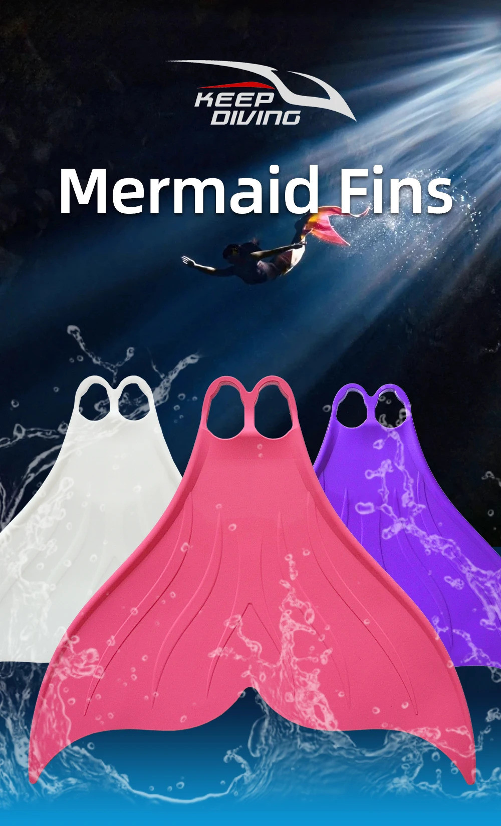 [Warrior3] Diving Fins Adult Swimming Flippers Silicone Mermaid Tail ...