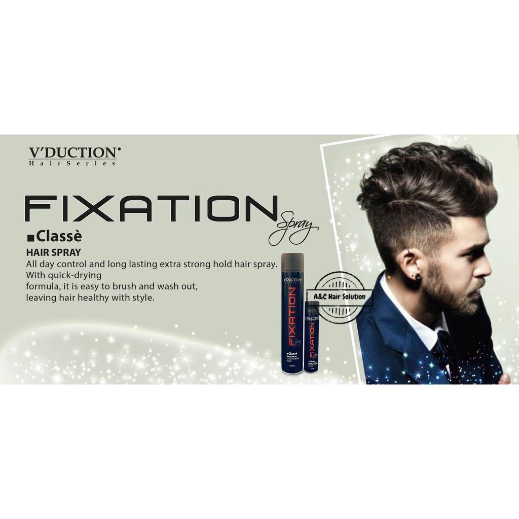 V'duction Fixation Hair Spray 420ml / 75ml Vduction Extra Strong Hold Men Styling Hair Spray ...