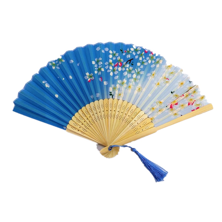 Elegant Floral Black Bamboo Hand Fan Kipas Tangan Lipat Buluh Corak ...