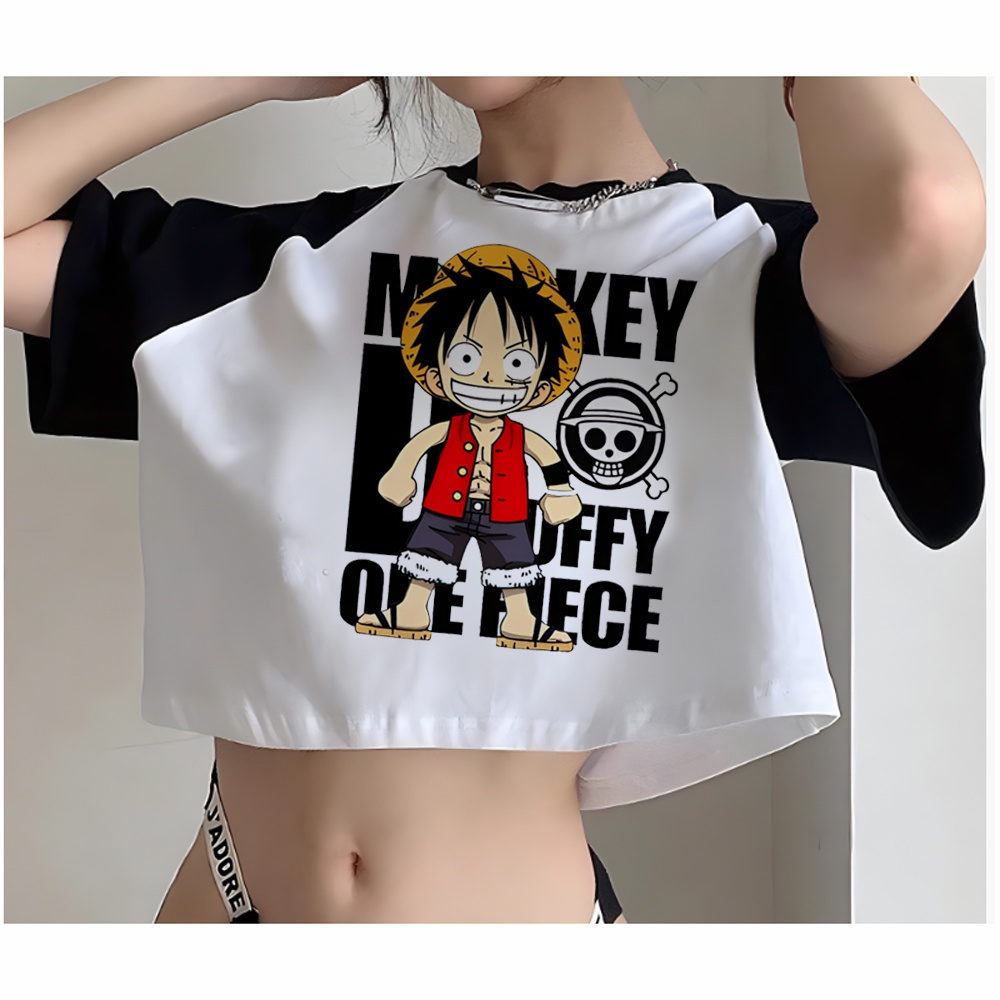 Anime Luffy aesthetic graphic goth crop top Female kawai Kawaii 2000s ...