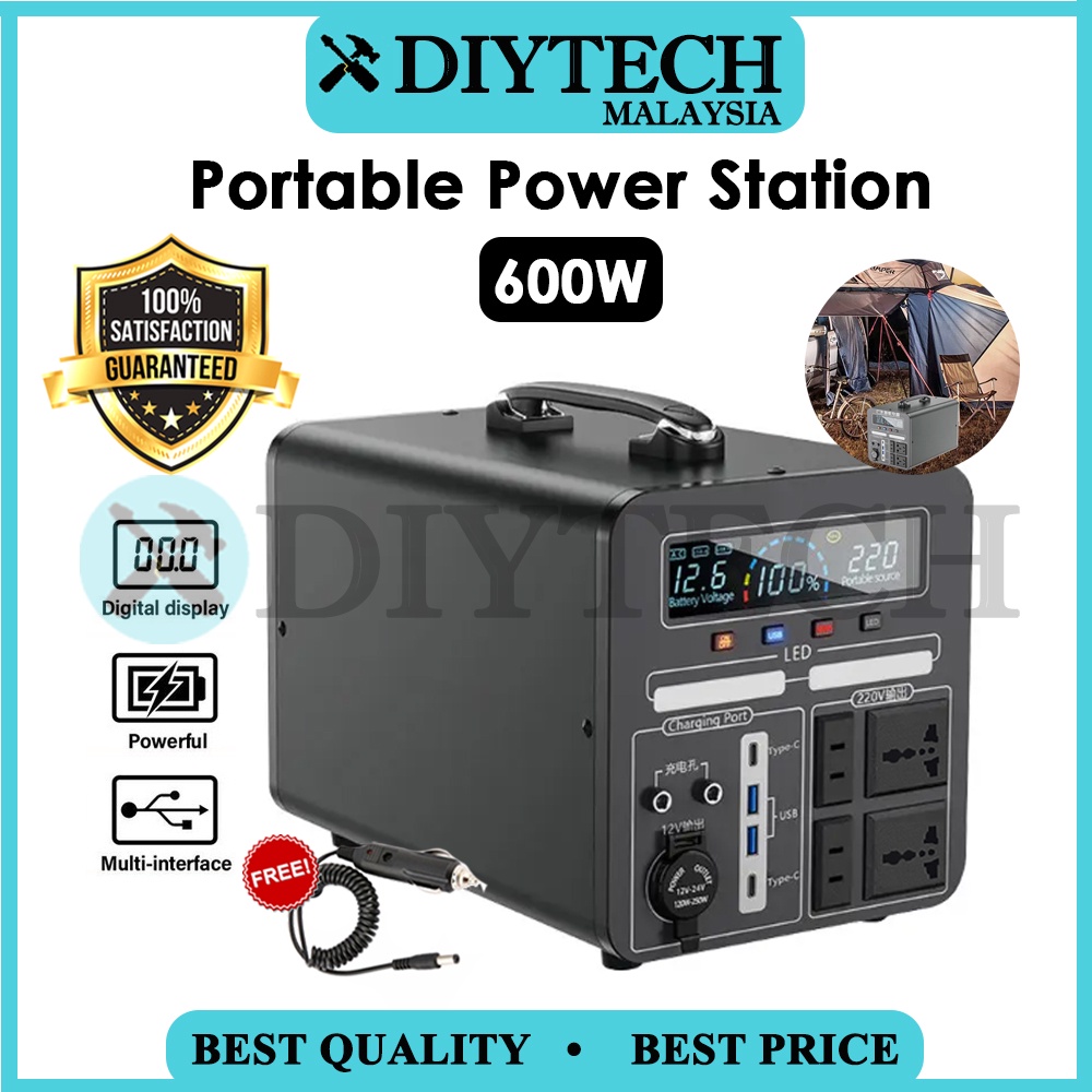 DIYTECH 600W Portable Power Station AC 220V Output Large Capacity ...