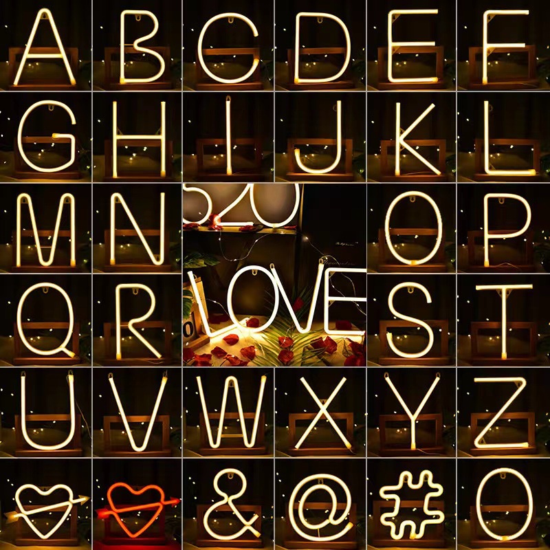 Neon Letter Sign Neon Words LED Alphabet Neon Art Lights Wall Decor ...