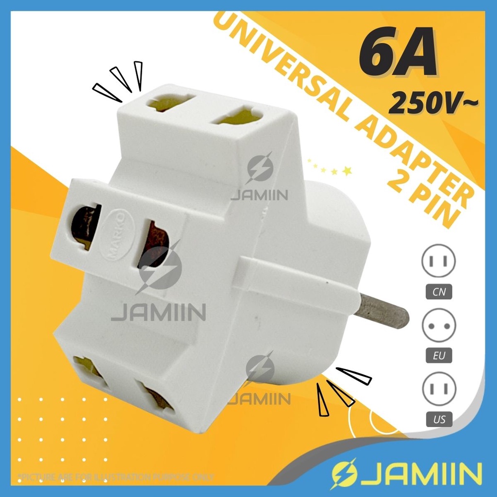 6A 250V~ Universal Portable Travel Adaptor with Round Pin Plug ...