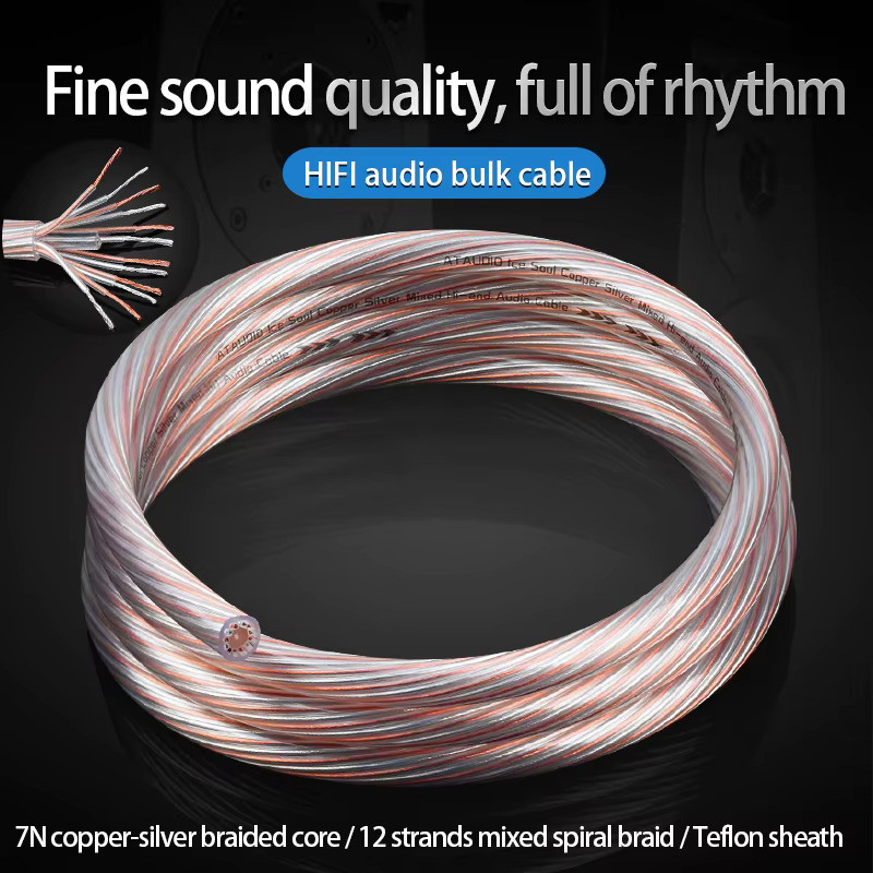 HiFi Speaker Bulk Cable Hi-end 12 Strands Copper and Silver Mixed RCA ...