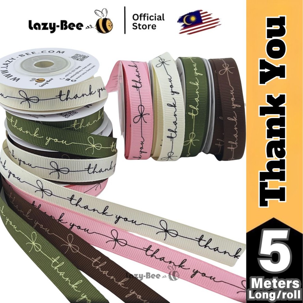 LAZY BEE Thank You Ribbon Terima Kasih Riben hadiah Reben Packaging INS ...