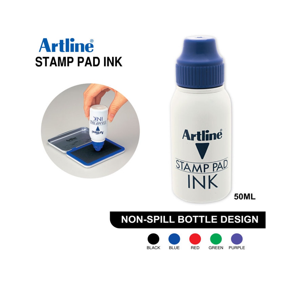 Artline Stampad / Stamp Pad Refill Ink 50cc (Black / Blue / Red ...
