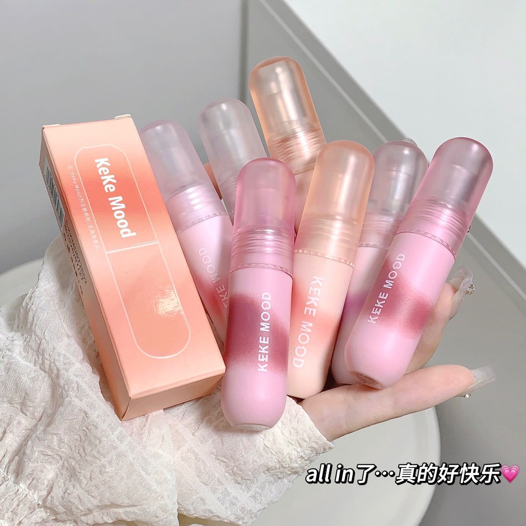 Kekemood Lip Gloss Velvet Lip Glaze Matte Gray Pink Nature Water Proof ...