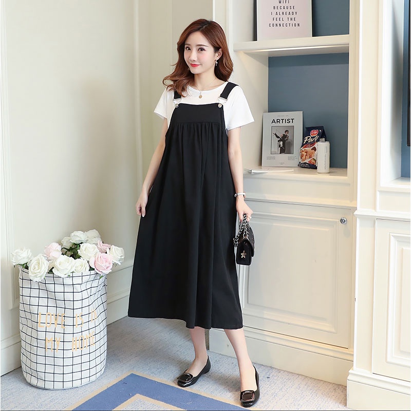 Pregnant Women Wear Summer Suspender Maternity Dress Khaki Black ...