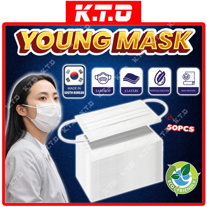 50PCS White Face Mask Earloop Korean Style Disposable 3PLY Anti-Dust ...
