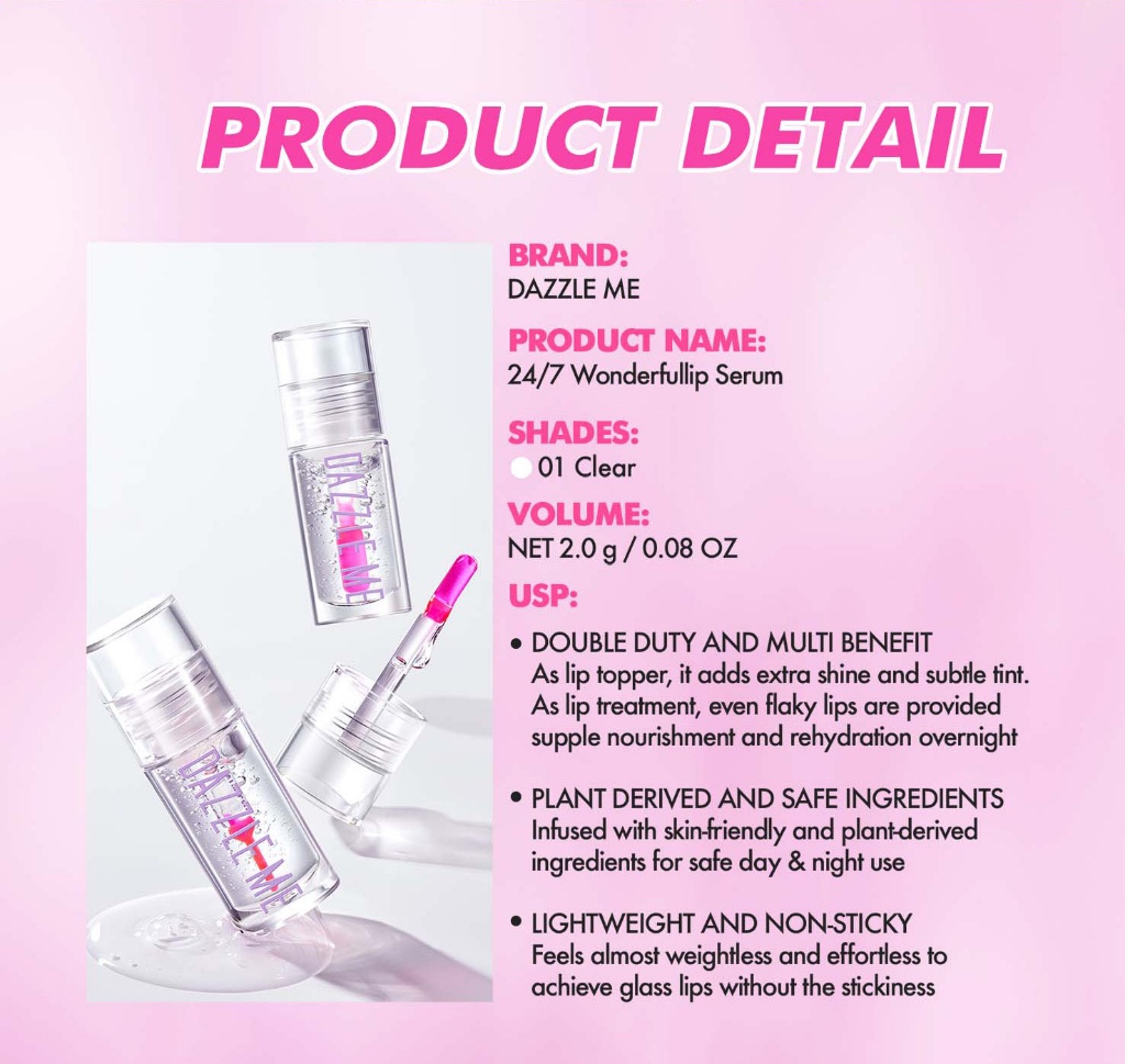 DAZZLE ME - 24/7 Wonderfullip Lip Serum - Lip Serum Lip Care Nourishing Serum | Shopee Malaysia