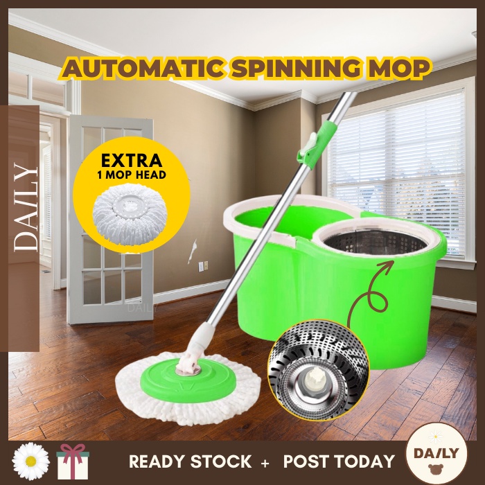 🐻DAILY🐻 Automatic Spin Mop Spin Mop Mop Lantai Microfiber 360 Degree ...