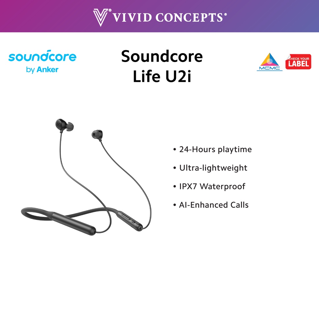 [New Arrival] Anker Soundcore Life U2i Bluetooth Neckband | IPX5 Water-Resistant | 20H Playtime ...