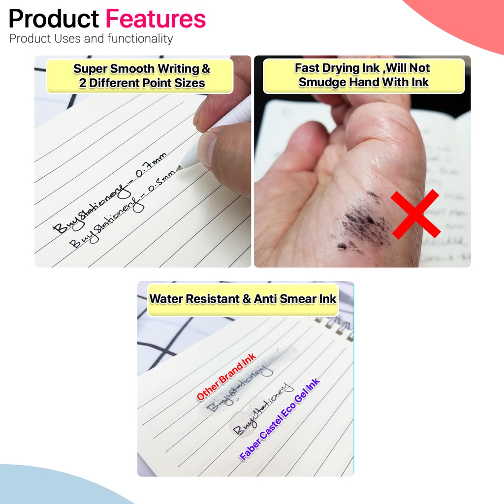 Desklife Faber Castell Eco Gel Pen Fast Dry Ink Ball Pen Super Smooth 0 ...