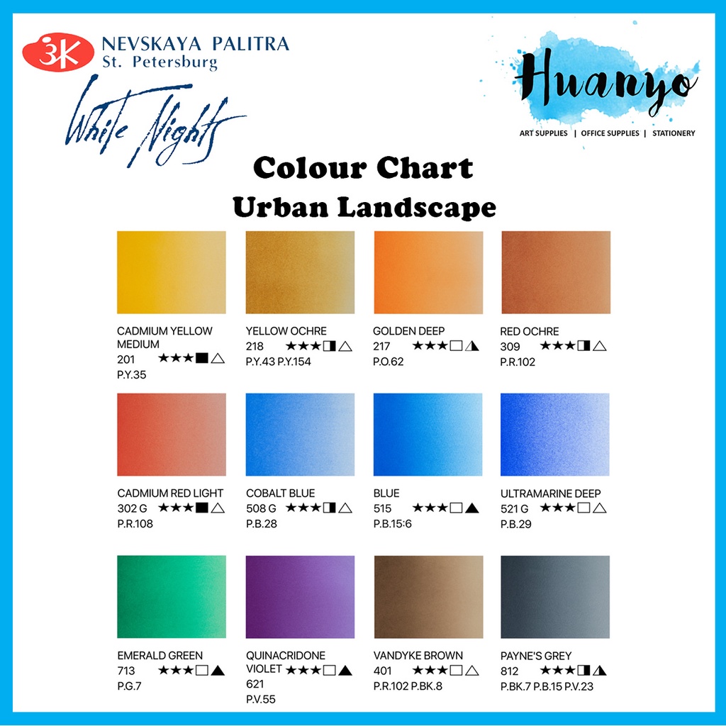 Nevskaya Palitra White Nights Water Colour Thematic Set - 12 Full Pans ...