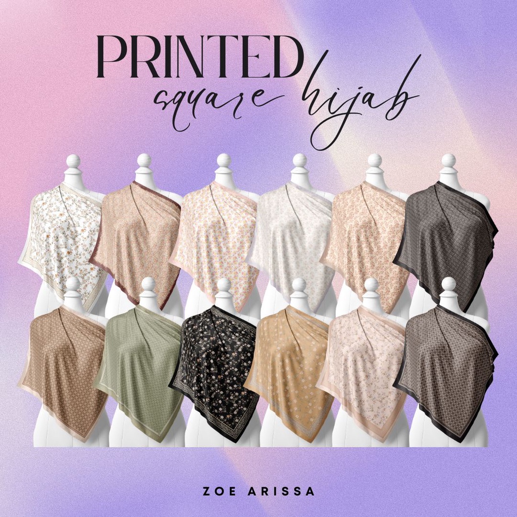 ZOE ARISSA TUDUNG BAWAL PRINTED BIDANG 45 Bawal Corak Printed Design ...