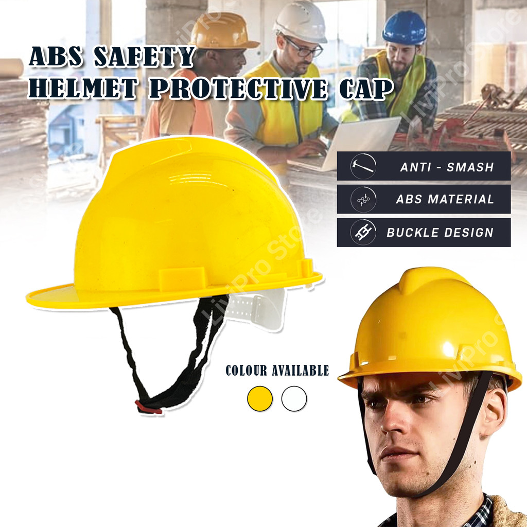 ABS Safety Helmet Worker Job Site Construction Protective Yellow Cap ...