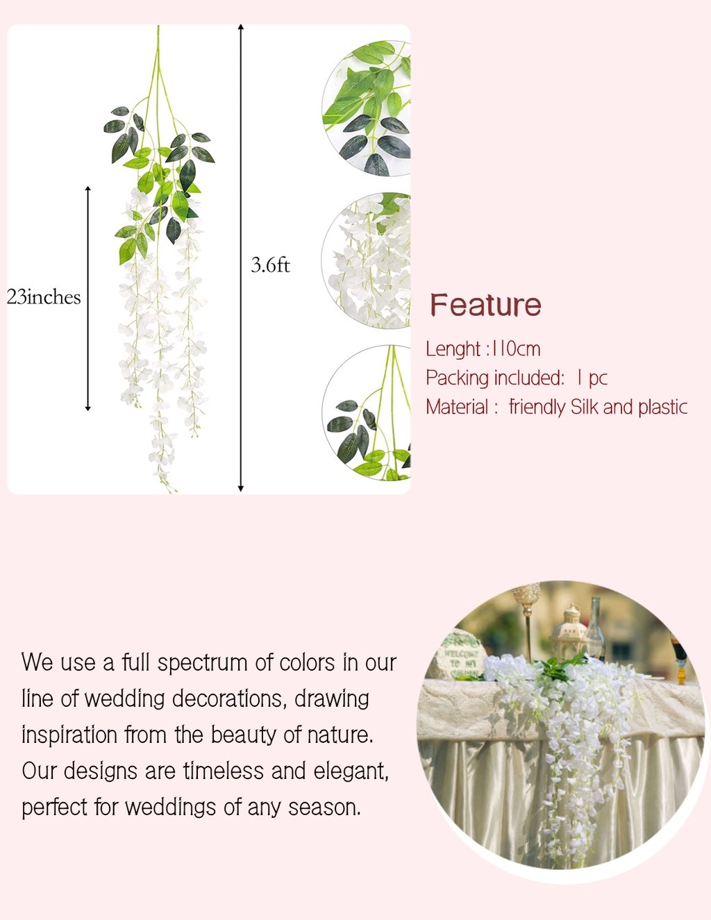 【Ready Stock】12PCS Raya Decoration Ramadan Wisteria Artificial Flower ...