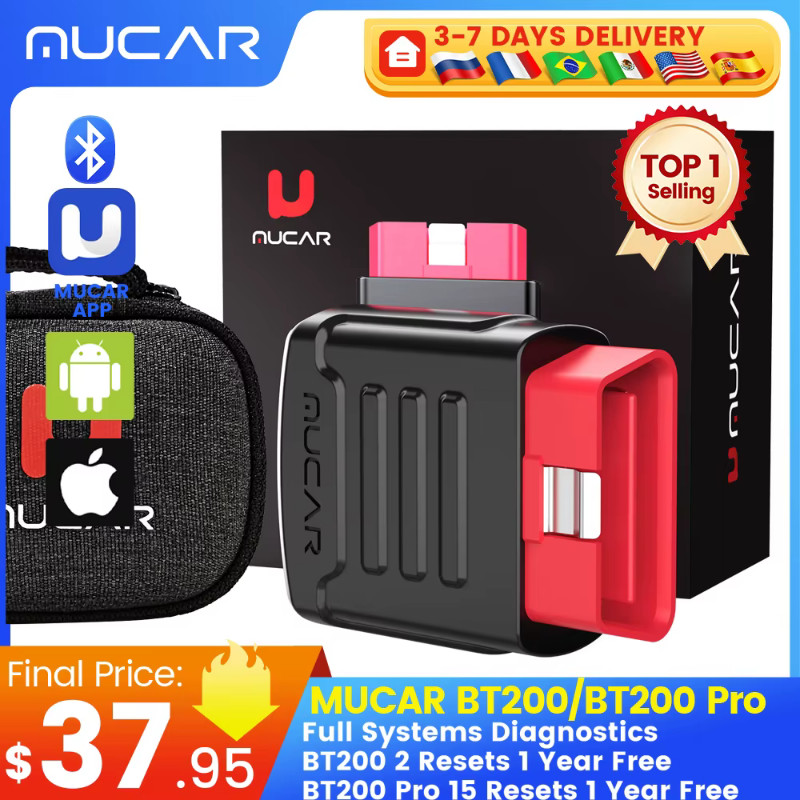 MUCAR BT200 Pro/BT200 Obd2 Diagnostic Tool 15 Reset Maintenance ...