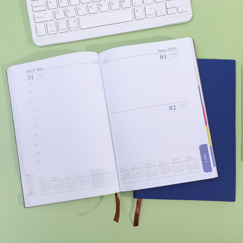 2024 Soild Colored English Planner Notebook / PU Leather Cover Agenda ...