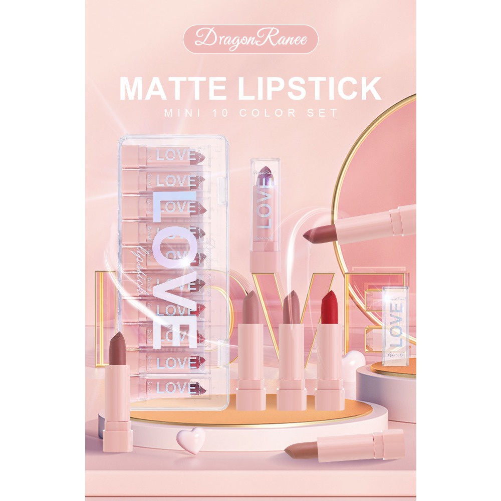 Dragon Ranee 10 Colors Mini Lipstick Set Small Sample Matte Lipstick ...