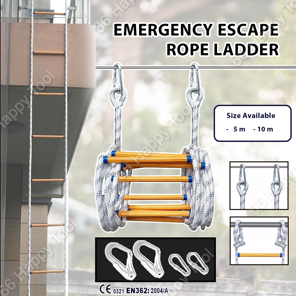 ( 5M / 10M ) Safety Emergency Fire Escape Rescue Rope Ladder 5-20 Meter ...