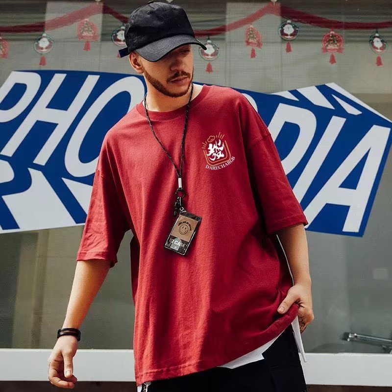 M-5XL CNY Shirt Men Street Anime Tshirt Hip Hop Short Sleeve T shirts ...