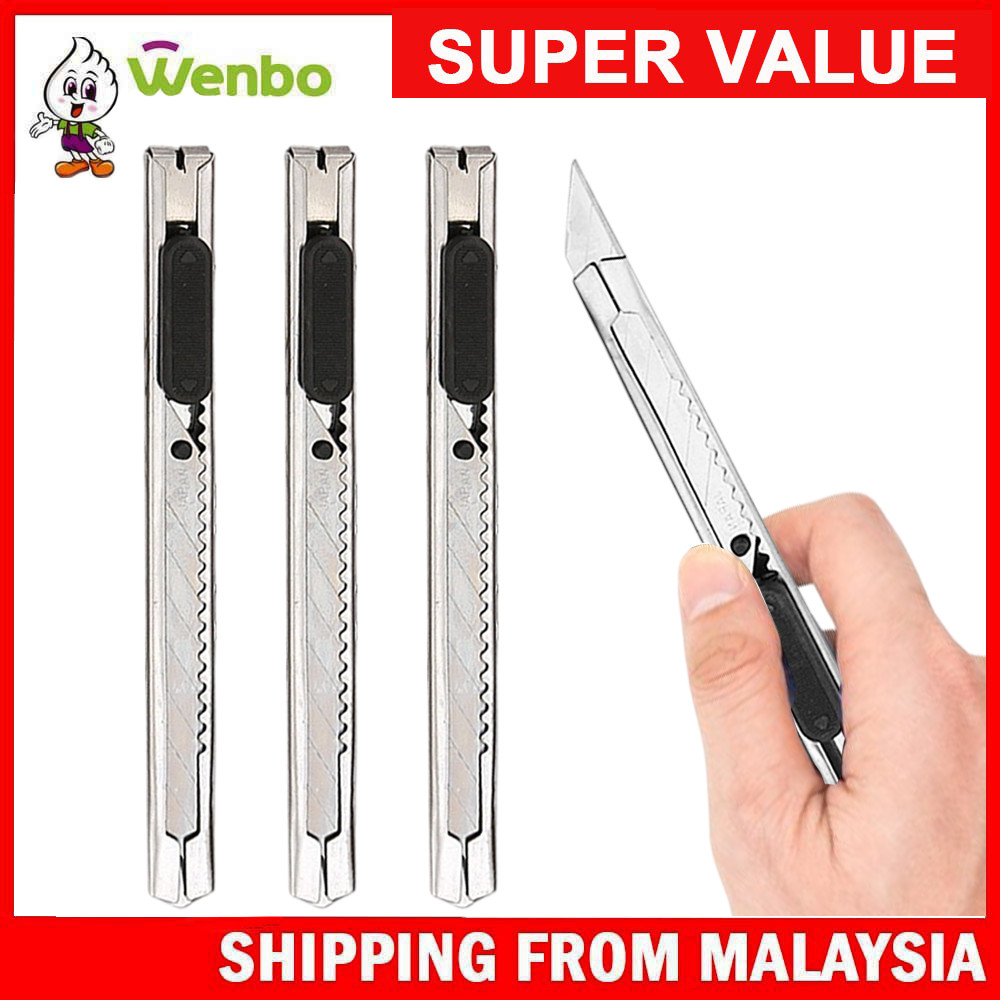Wenbo Stationery Silver Metal Cutter Utility Knife Paper Cardboard ...