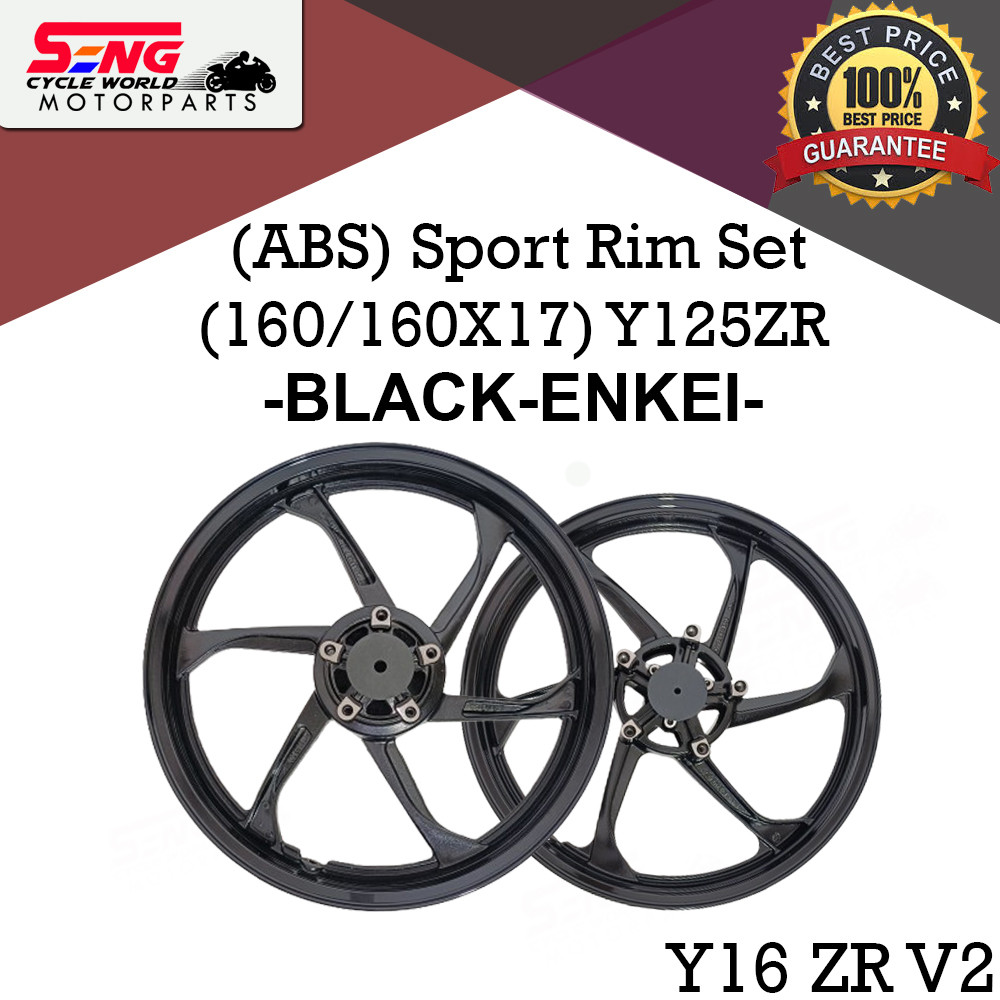 YAMAHA Y16 ZR V2 (ABS) SPORT RIM SET (160/160X17) BLACK/WHITE/SILVER ...